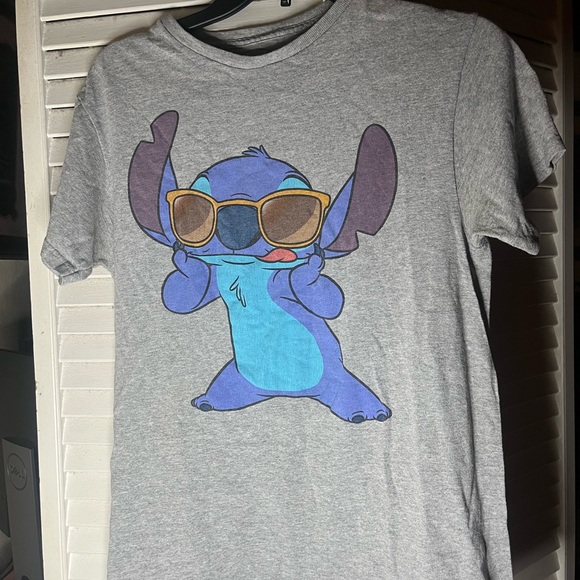 Disney | Shirts | Disney Stitch Gray Tshirt With Cartoon Character ...